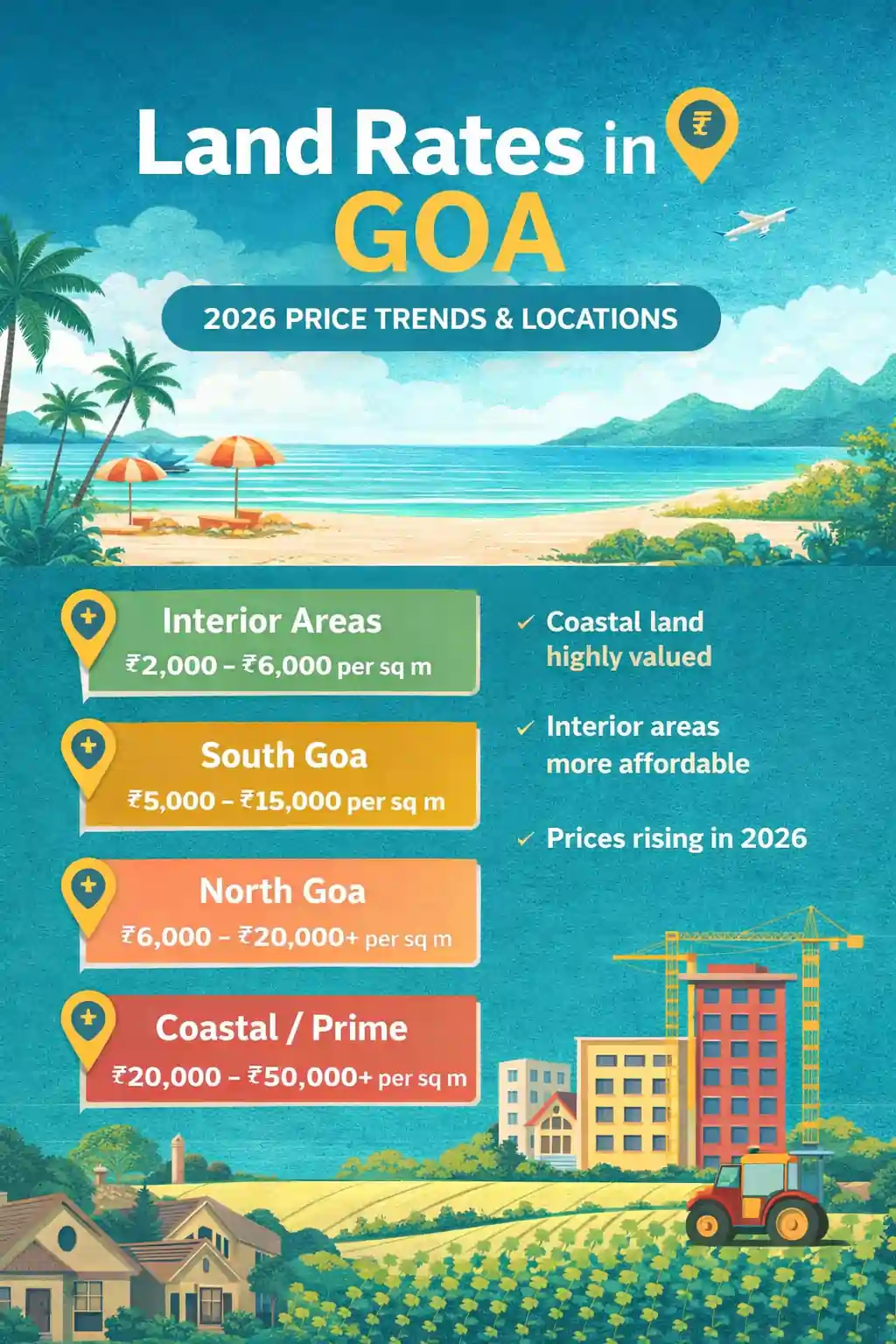 Land Rates in Goa 2026 | Area-Wise Price Trends & Guide